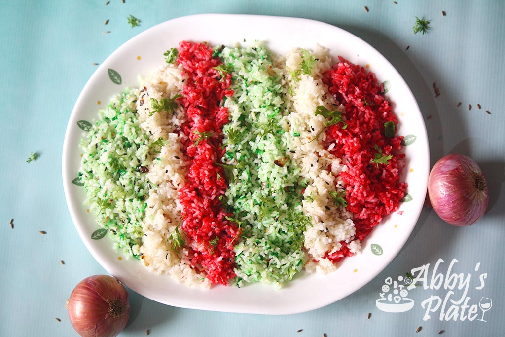 Red, Green, and White Rice - East Indian Tricolor Rice